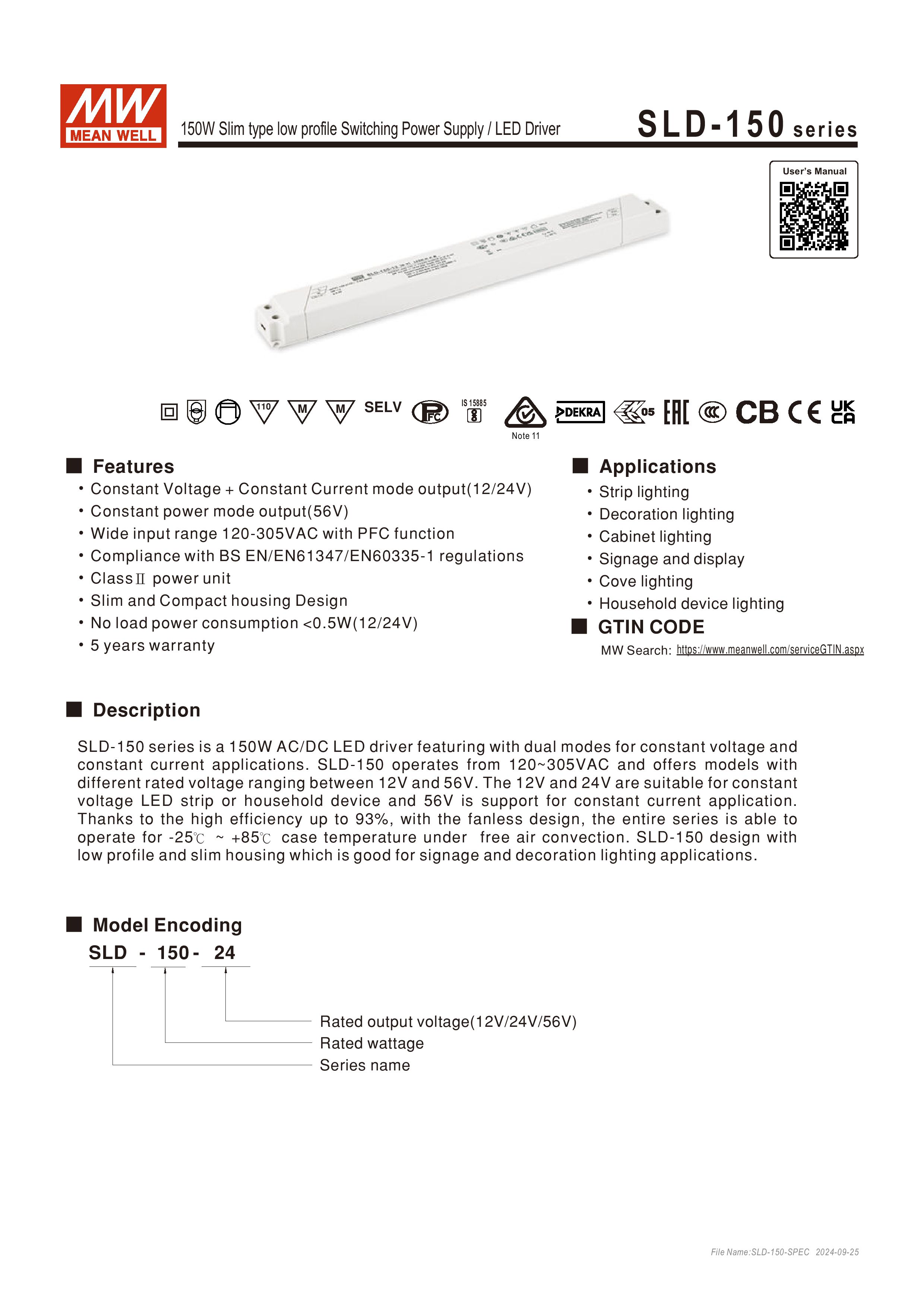 Fuente de Poder 150W de 24V SLD